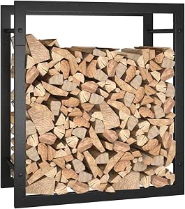 Festnight Firewood Rack Outdoor Fire Wood Log Rack Metal Log Store ...