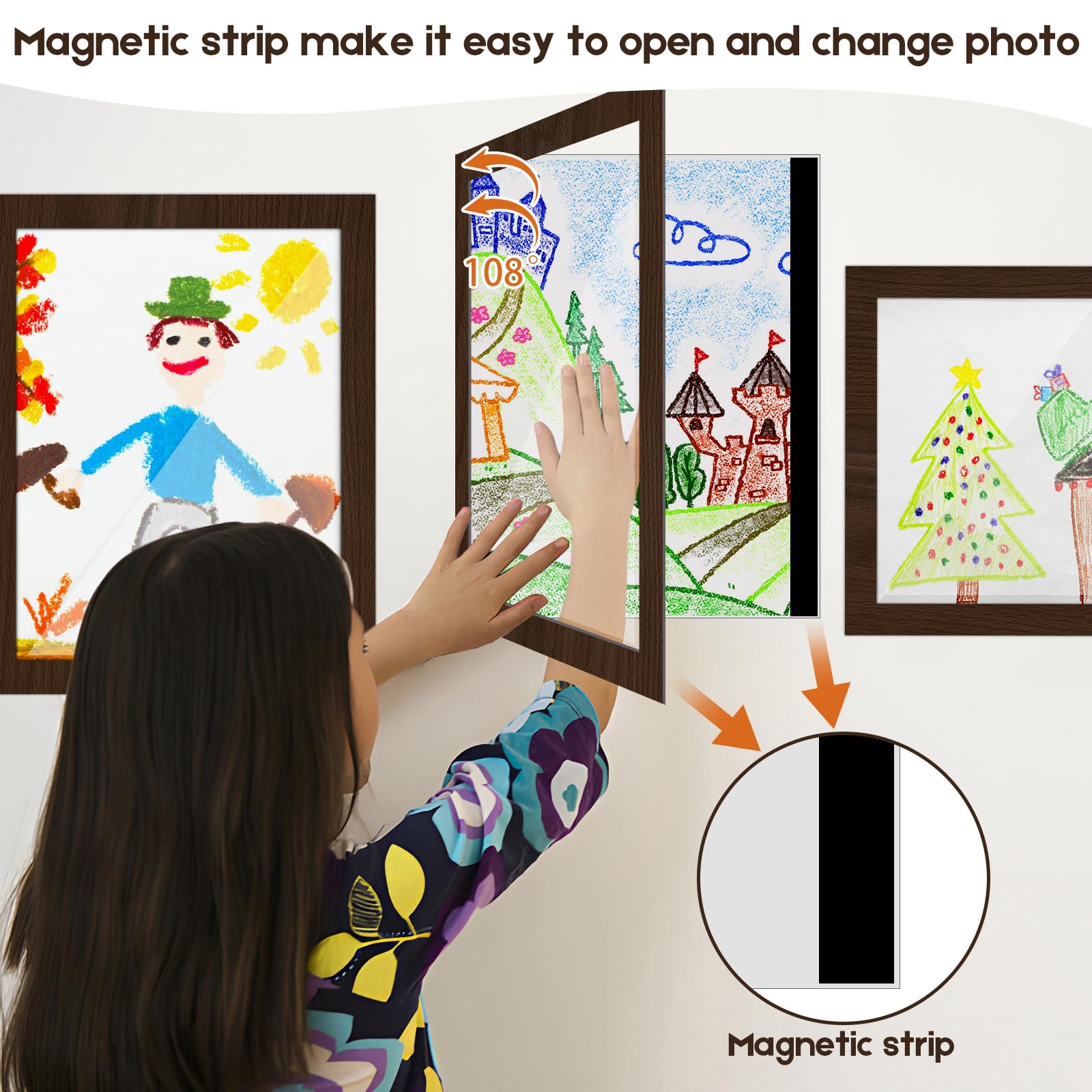 Snapklik.com : 2 Pack 85x11 Kids Art Frames Changeable, Front Opening ...