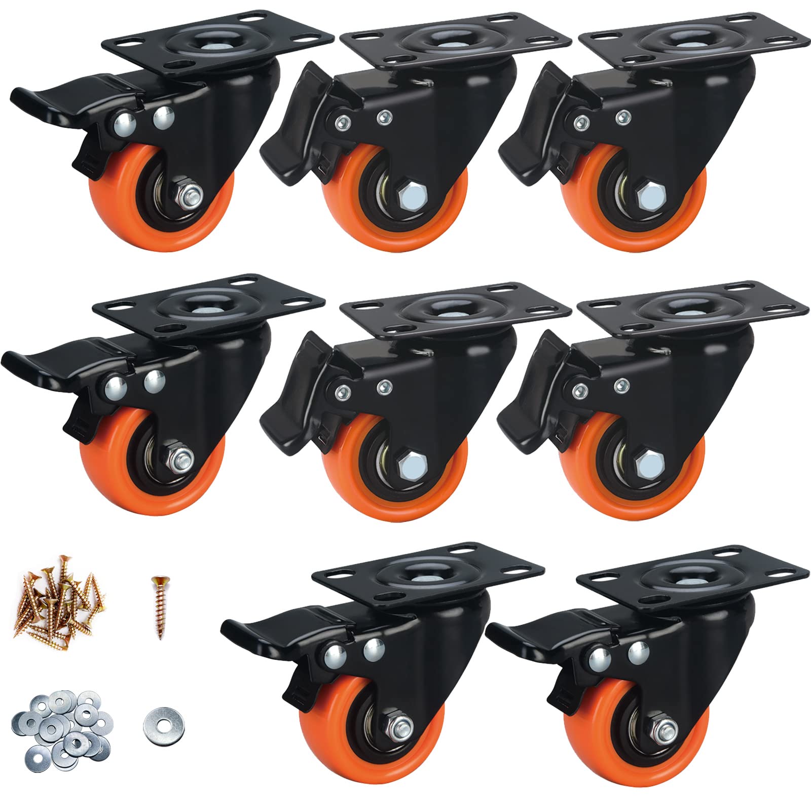 Snapklik.com : Casters, 3 Caster WheelsCasters Set Of 8 Heavy Duty ...