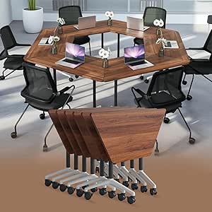 Amazon.com: JNMDLAKO Folding Conference Table with Wheels - 47.2 Inch ...