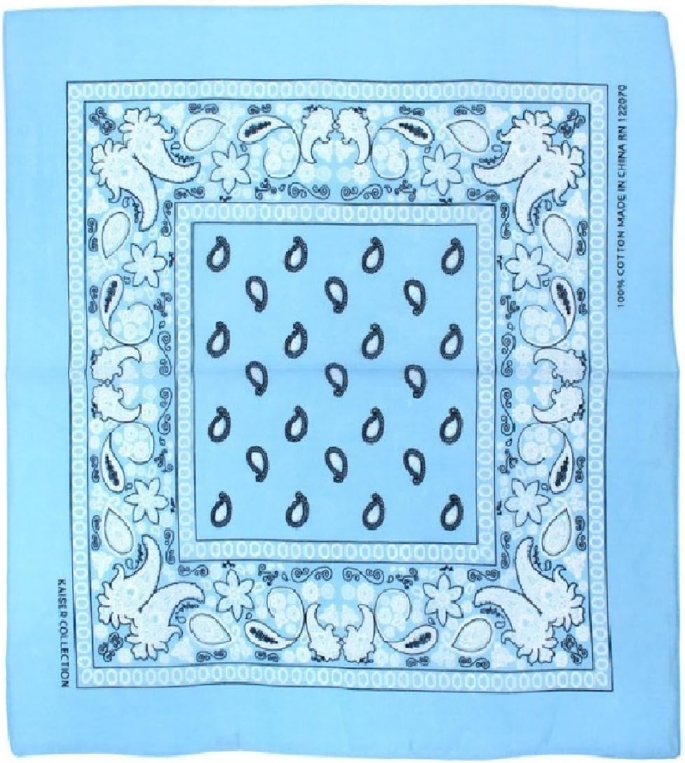 SKY BLUE - Paisley Style Bandana Square Bikers Head Scarf Neck Wrist ...