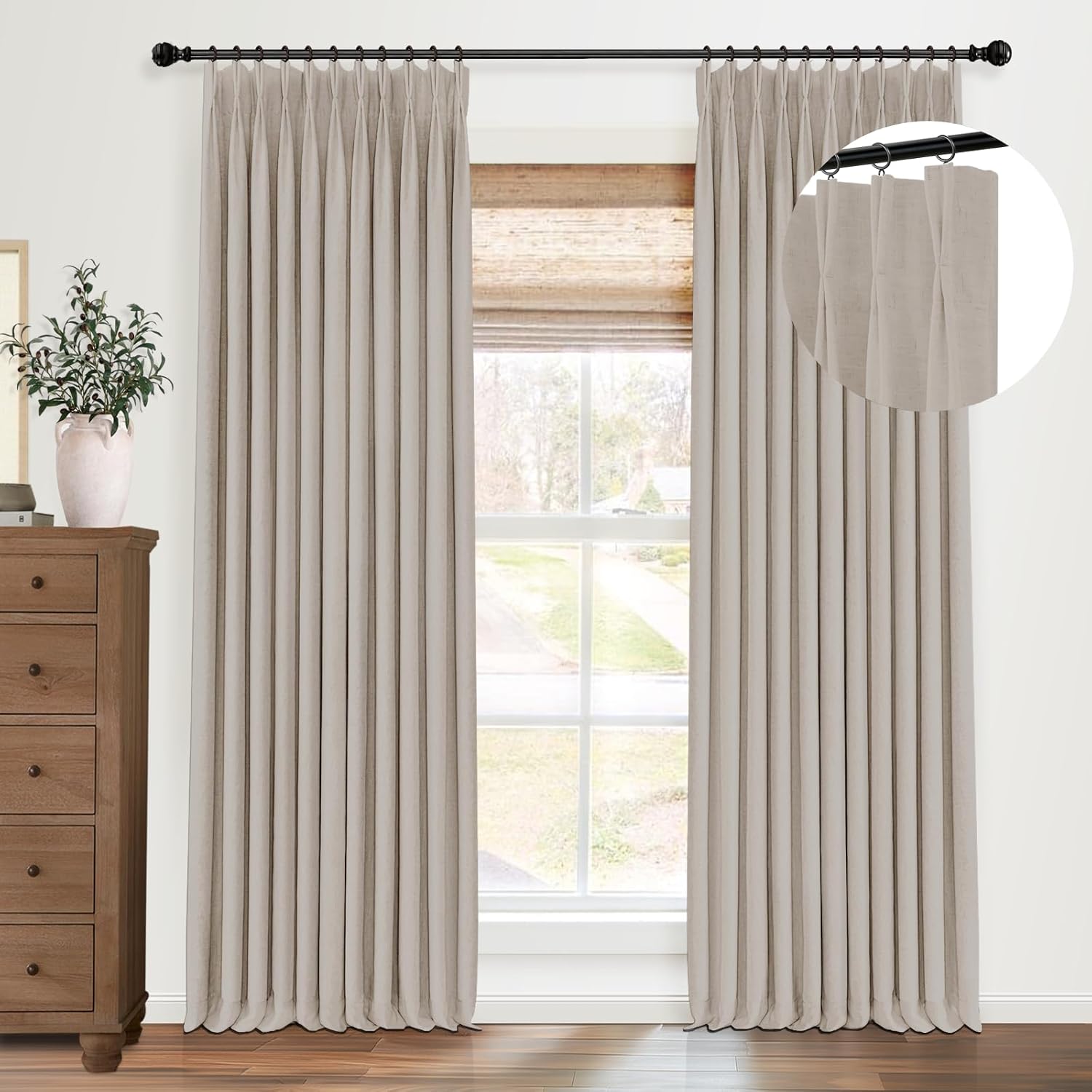 Amazon.com: CAPALOCA Pinch Pleated Blackout Curtains 84 Inch Long ...