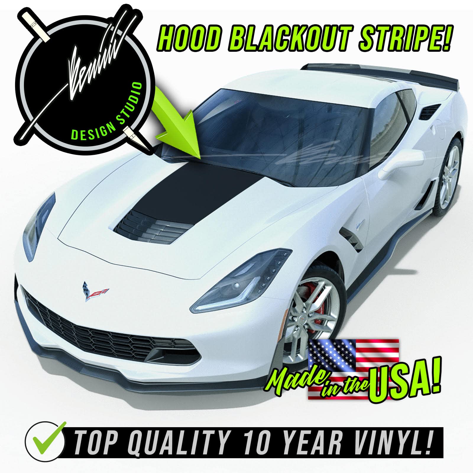 C7 Hood Scoop Vinyl Corvette C7 Stingray Hood Scoop Stinger Decal ...
