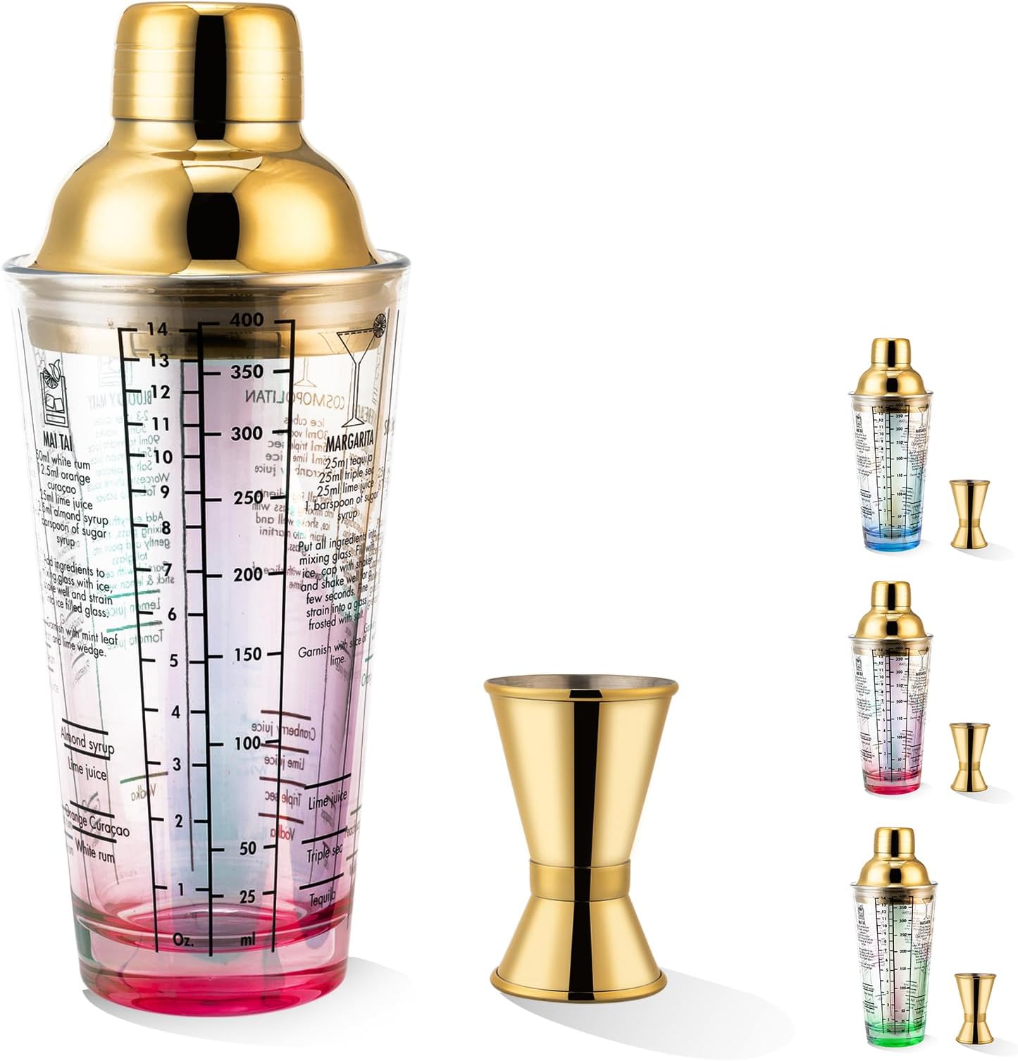 Amazon.com: 24oz Cocktail Shaker Set with Bar Accessories for Home Bar ...