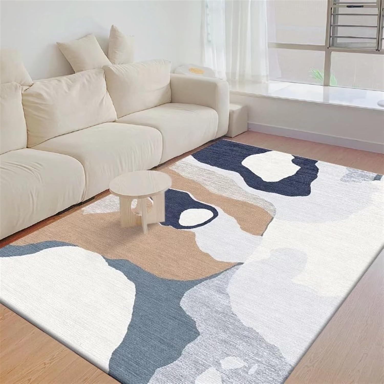 CAFETU Minimalist Simple Pattern Soft Carpet Machine Washable Non-Slip ...