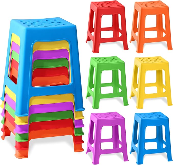 Amazon.com: TURSTIN 12 Pack Stackable Classroom Stools Plastic Stools ...