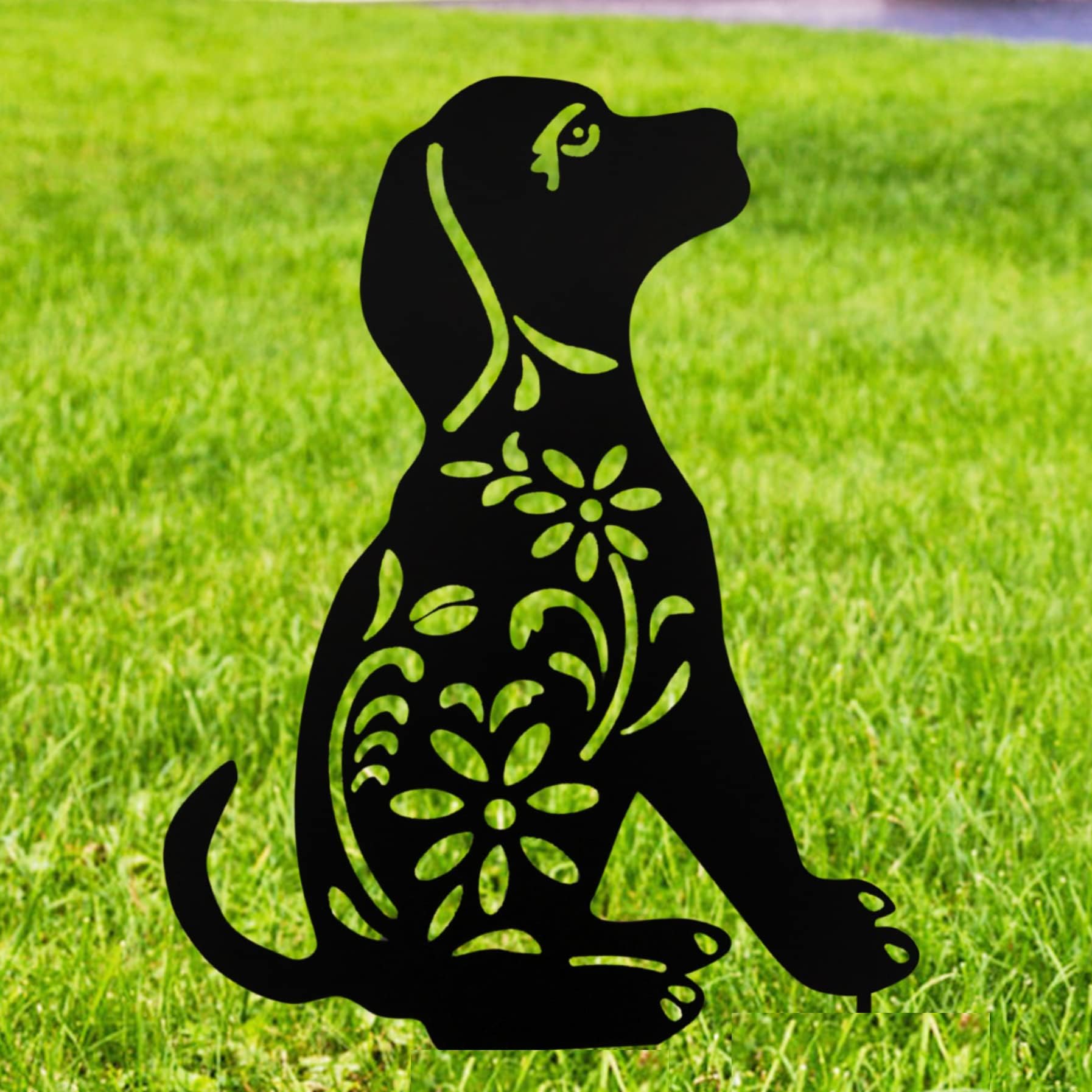 Amazon.com: Pssopp Garden Metal Dog Stakes, Labrador Silhouette Animal ...