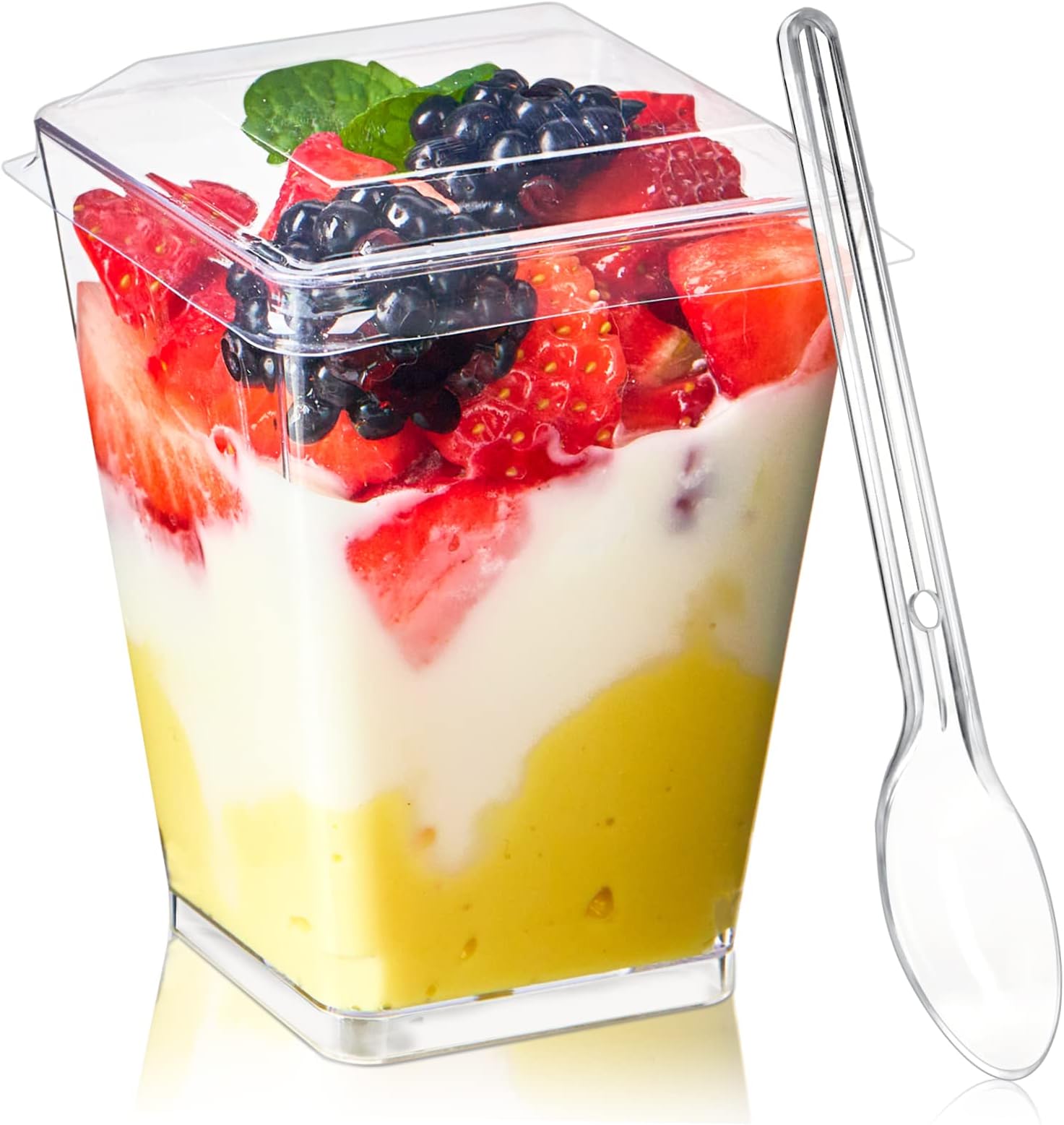 Amazon.com | TOFLEN 5 oz Mini Dessert Cups with Flat Lids and Spoons ...