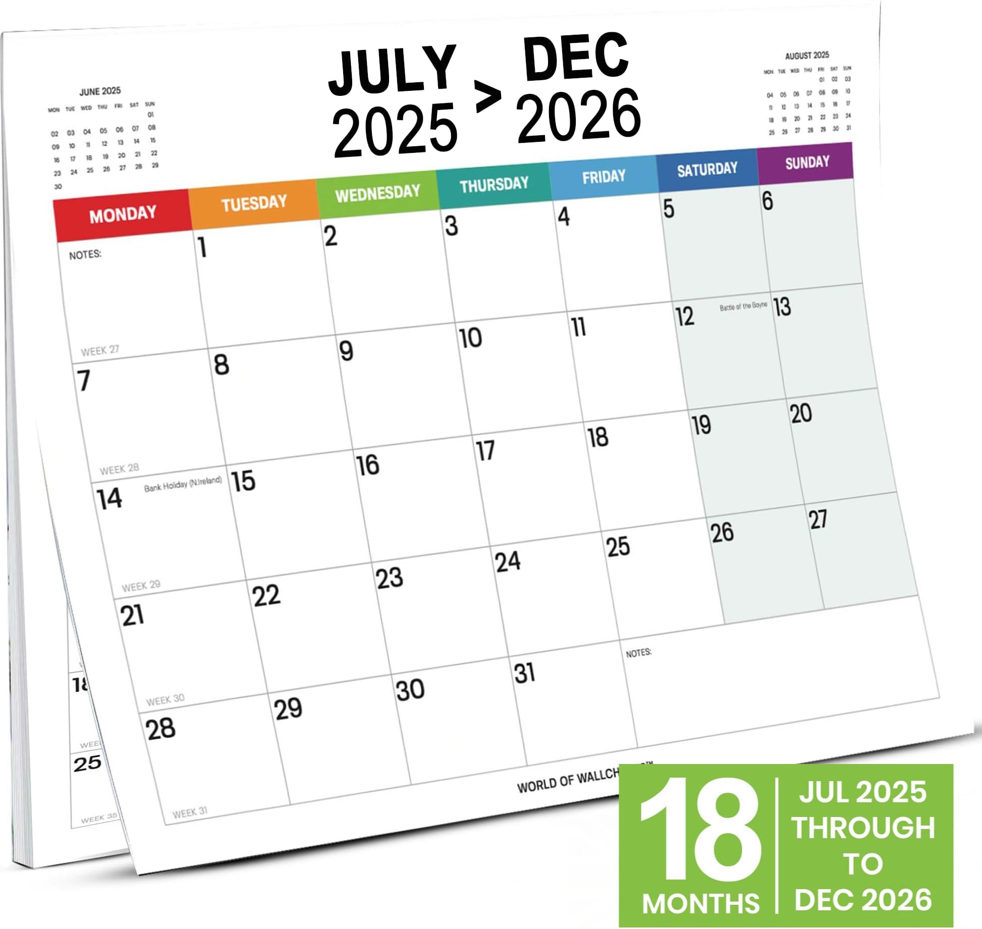 Wall Calendar 2025-2026 - 18 Month Calendar 2025-2026 - A4 Landscape ...