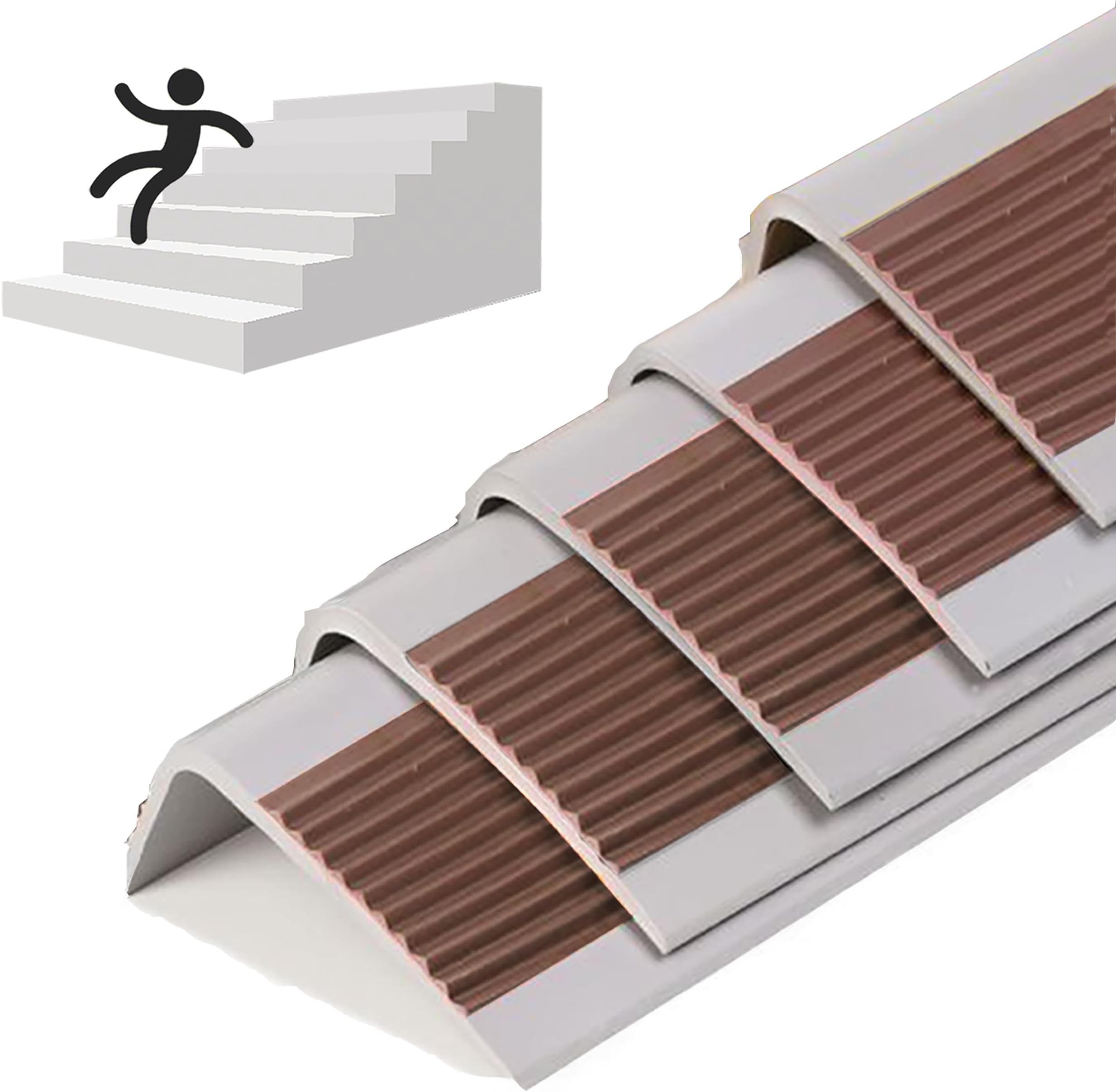 10 Pack Rubber Stair Nosing - 3.3Ft Stair Anti-Slip Adhesive Strip ...