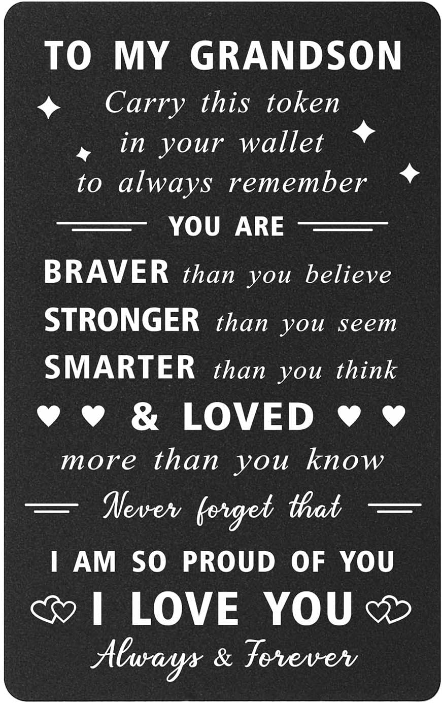 ENGZHI Grandson Wallet Card - So Proud of You Grandson Gifts for Boys ...