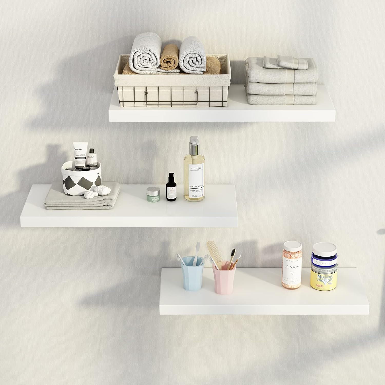 Amazon.com: MOBPMO Floating Shelves, Wall Storage Shelf with Invisible ...