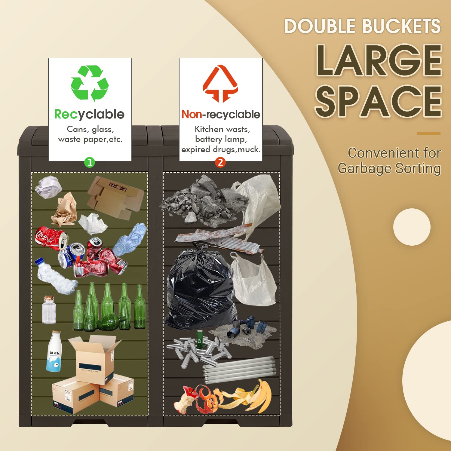 Snapklik.com : Greesum 78 Gallon Resin Outdoor Trash Can, Double Box ...