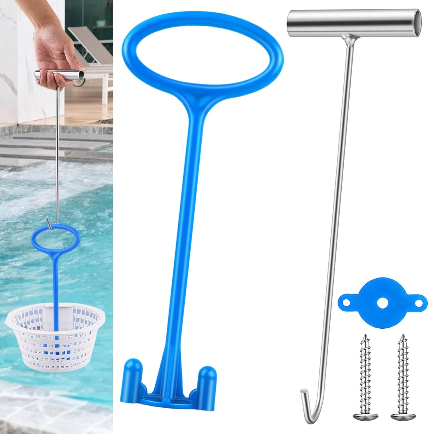 Amazon.com : ANTEQI Skimmer Basket Handle 1pcs, Pool Skimmer Basket ...