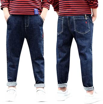 Amazon.com: Generic Boys Regular Straight Fit Jeans Casual Denim Pants ...