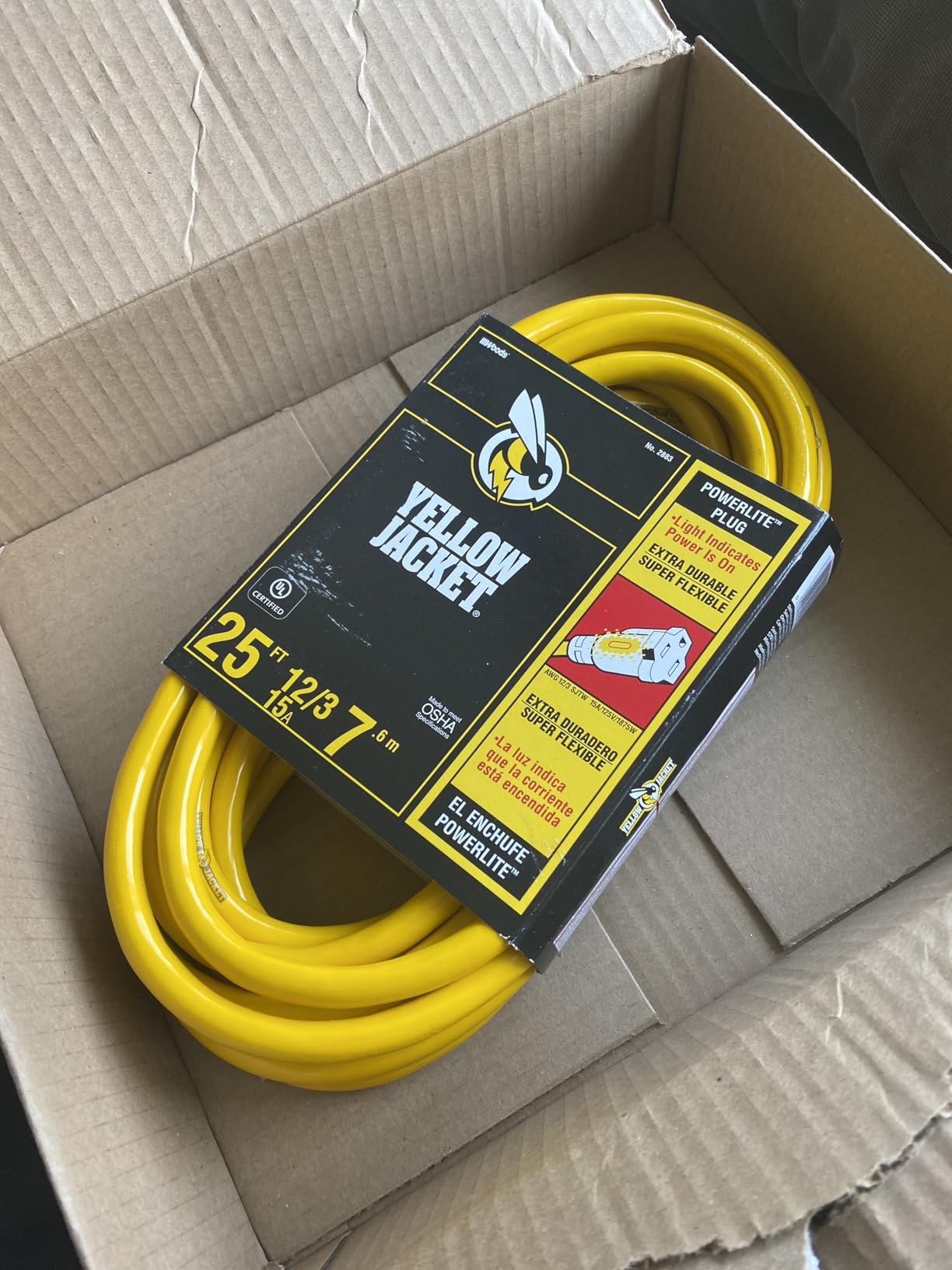 Yellow Jacket 2885 12/3 Heavy-Duty 15-Amp SJTW Contractor Extension ...