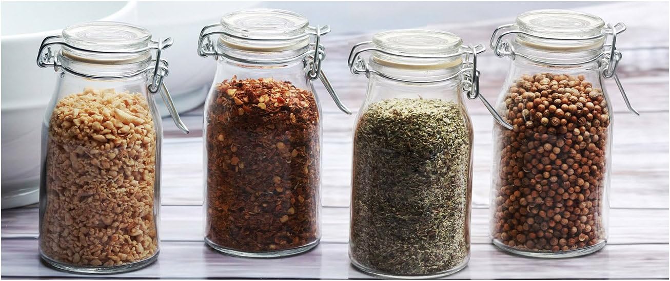 Amazon.com: Circleware Clear Mini Round Glass Spice Jar with Swing Top ...