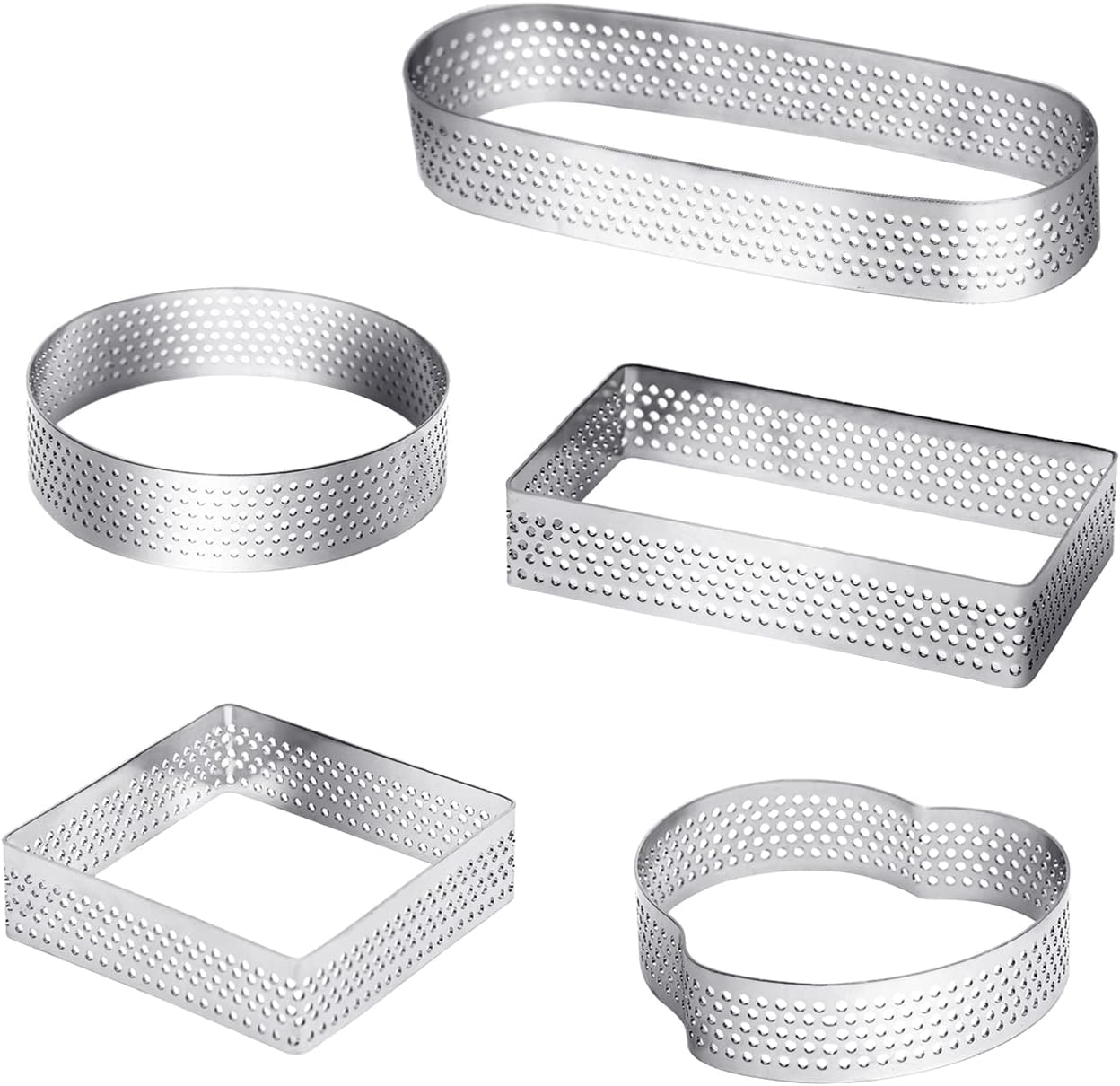 Amazon.com: 5 Pack Stainless Steel Perforated Tart Rings for Baking Non ...