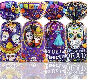 Day of the Dead Candy Treat Bags, 100 Pieces Dia de Los Muertos Mexican ...