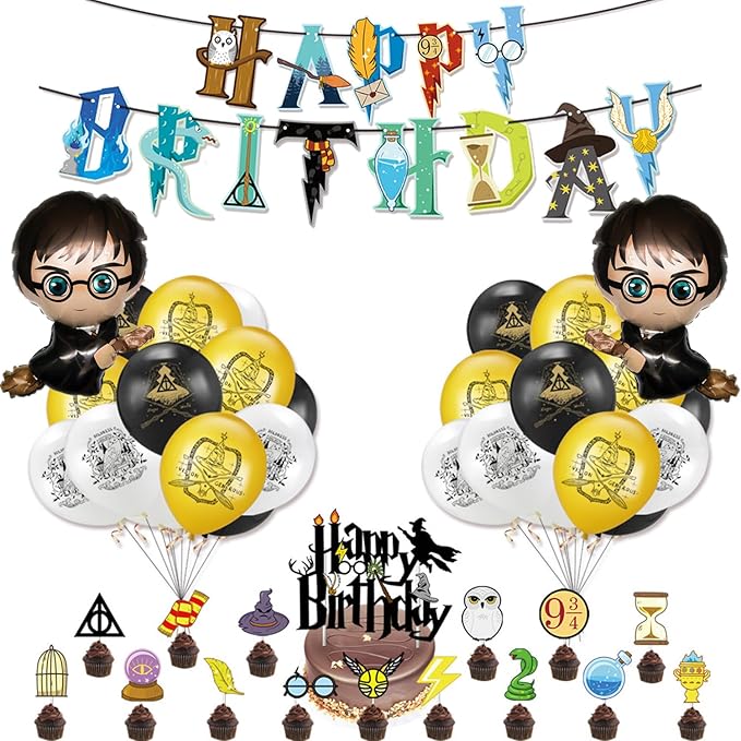Harry Magic Wizard School Birthday Party Decorations Kit - Includes ...