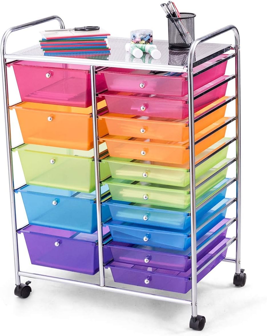Amazon.com: GOFLAME 15-Drawer Rolling Storage Cart, Multipurpose ...