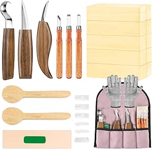 Amazon.com: LUBZZOY Wood Carving Kit, Wood Carving Tools Set Includes ...