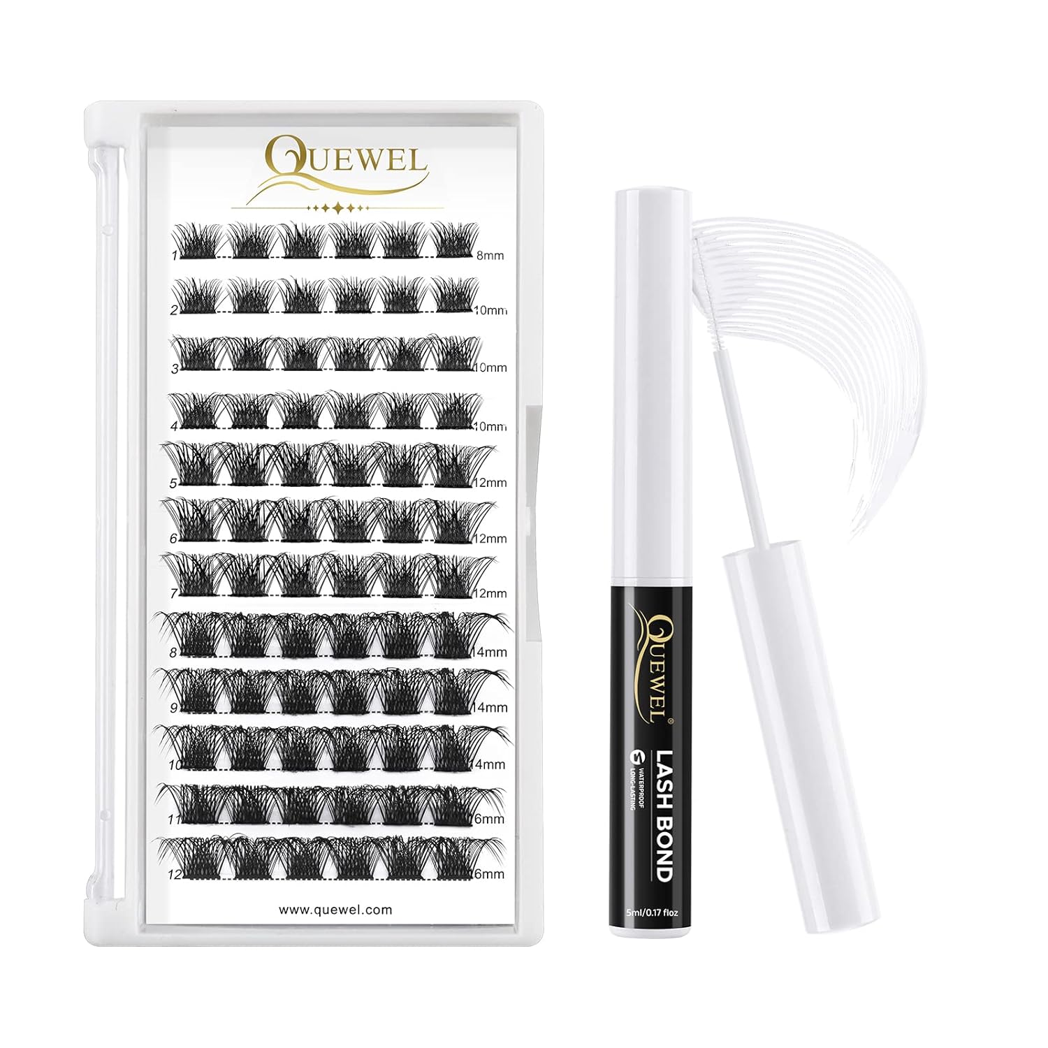 Amazon.com: QUEWEL Cluster Lashes 72 Pcs Wide Stem Individual Lashes ...