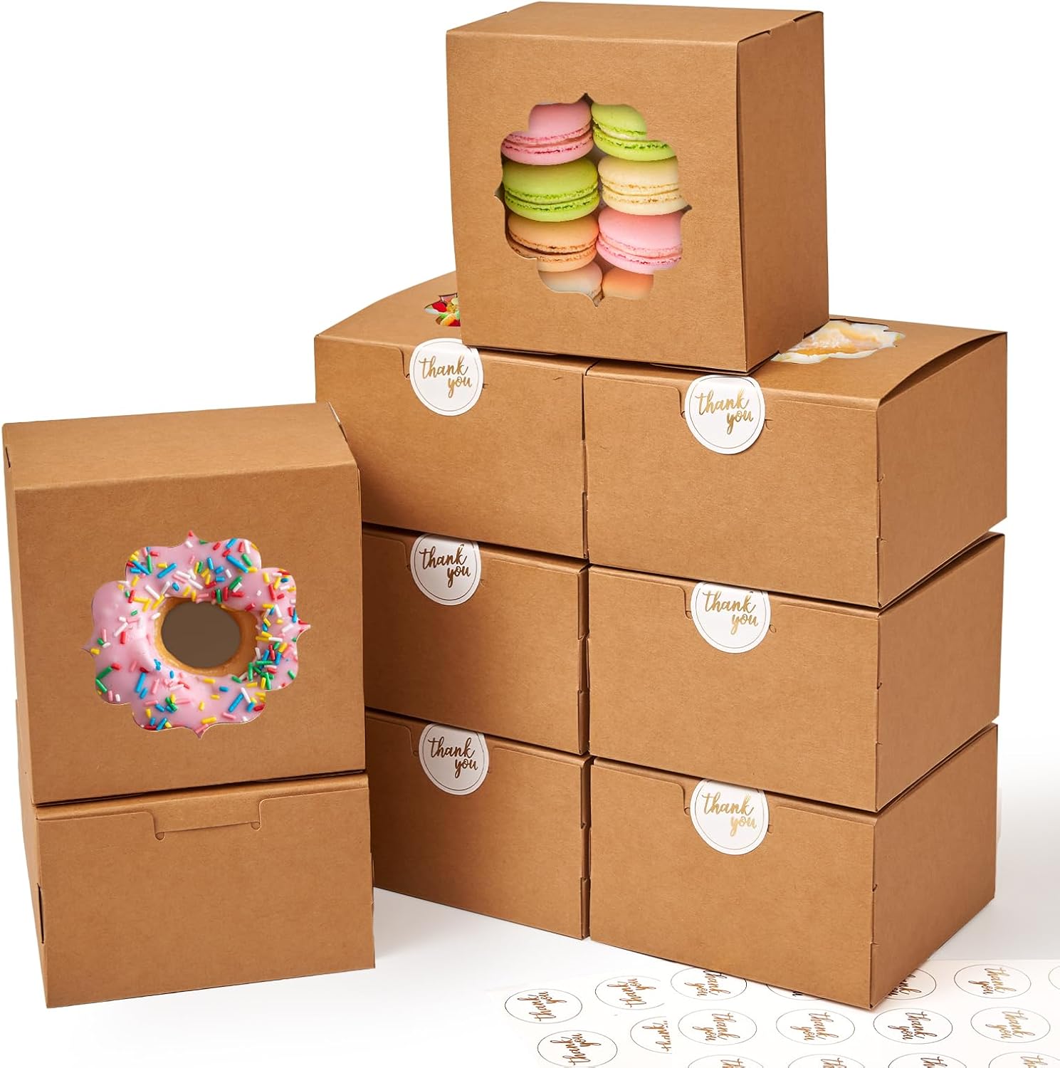 Amazon.com: Shallive 4-Inch Small Cookie Boxes 25Pcs Brown - Bakery ...