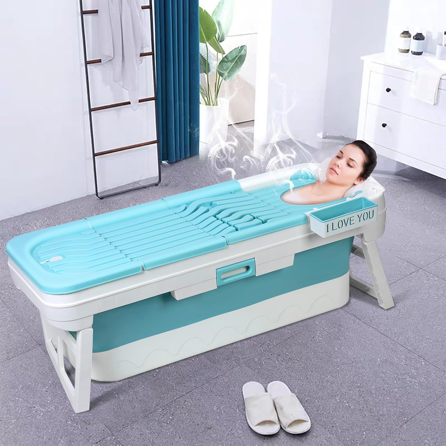 Yoakaiax Portable Foldable Bathtub - Large 59" for Relaxing Soaking ...