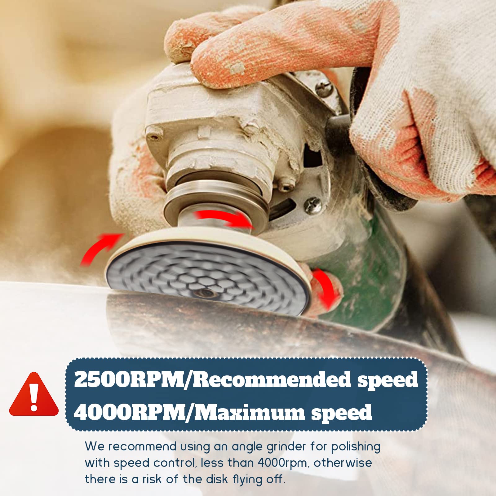 7 Packs Dry Diamond Polishing Pads 4 Inch with 5/8â€?-11 Rubber Backer ...