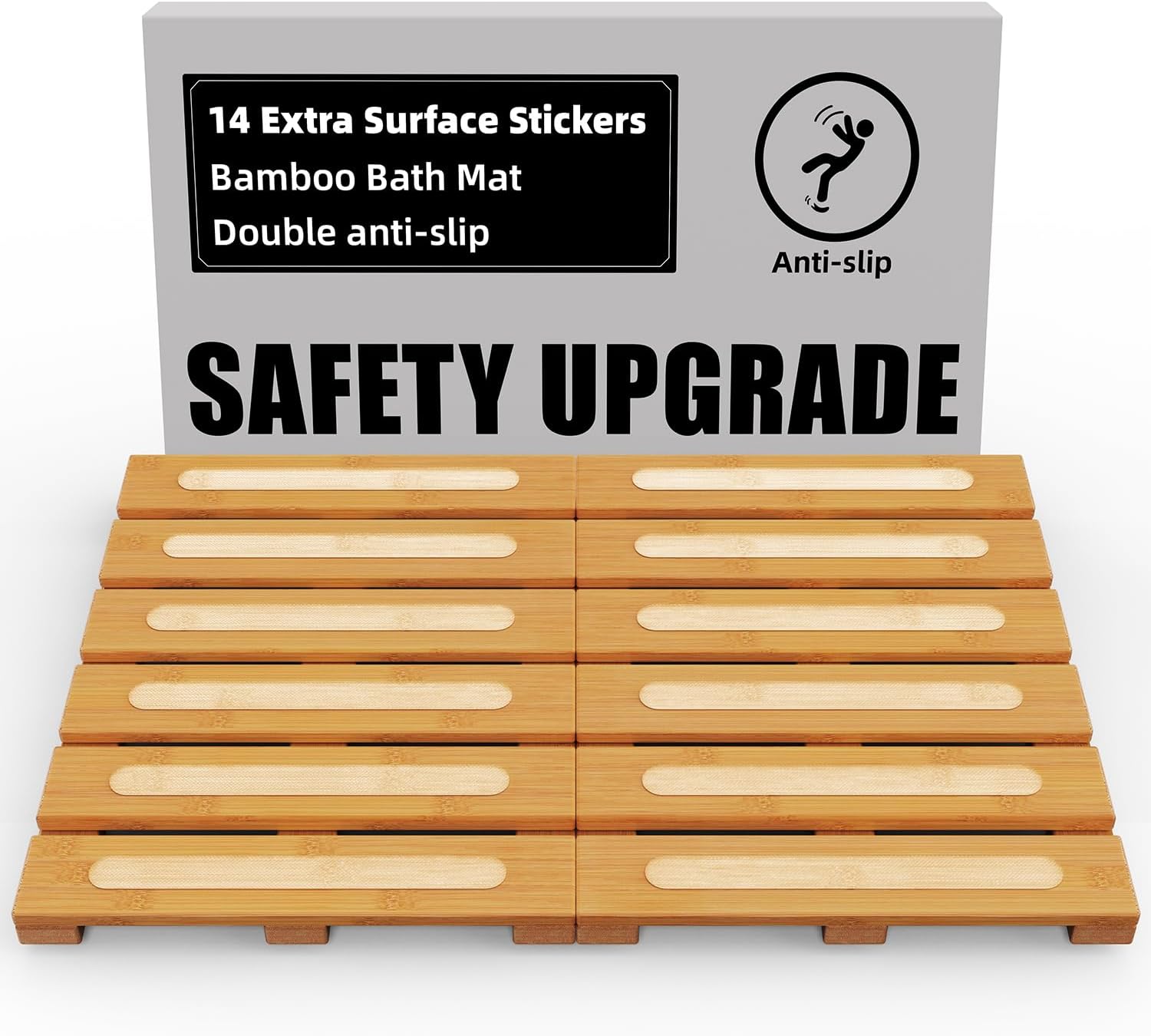 Amazon.com: Generic Bamboo Bath and Shower Mat - Non Slip Wood Design ...