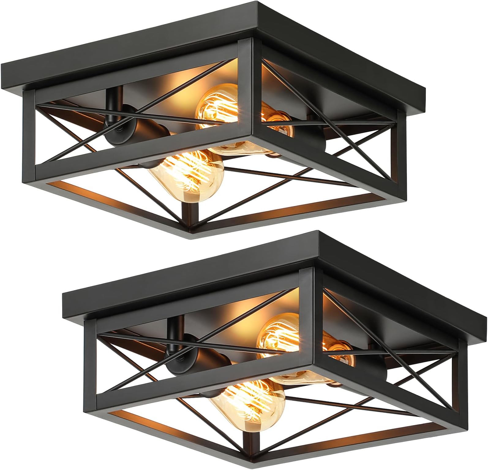 VILUXY Contemporary Rectangle Flush Mount Ceiling Light Fixture with ...