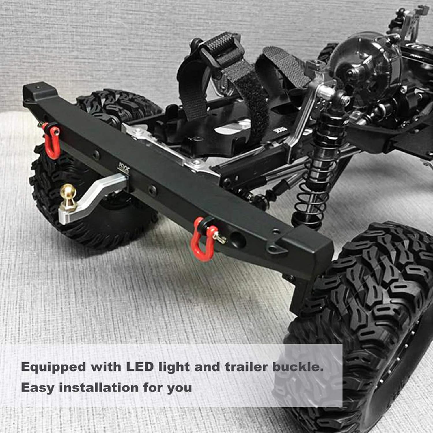 Rc Crawler Metal Rear Bumper,Equipped With Led Light And Trailer Buckle ...