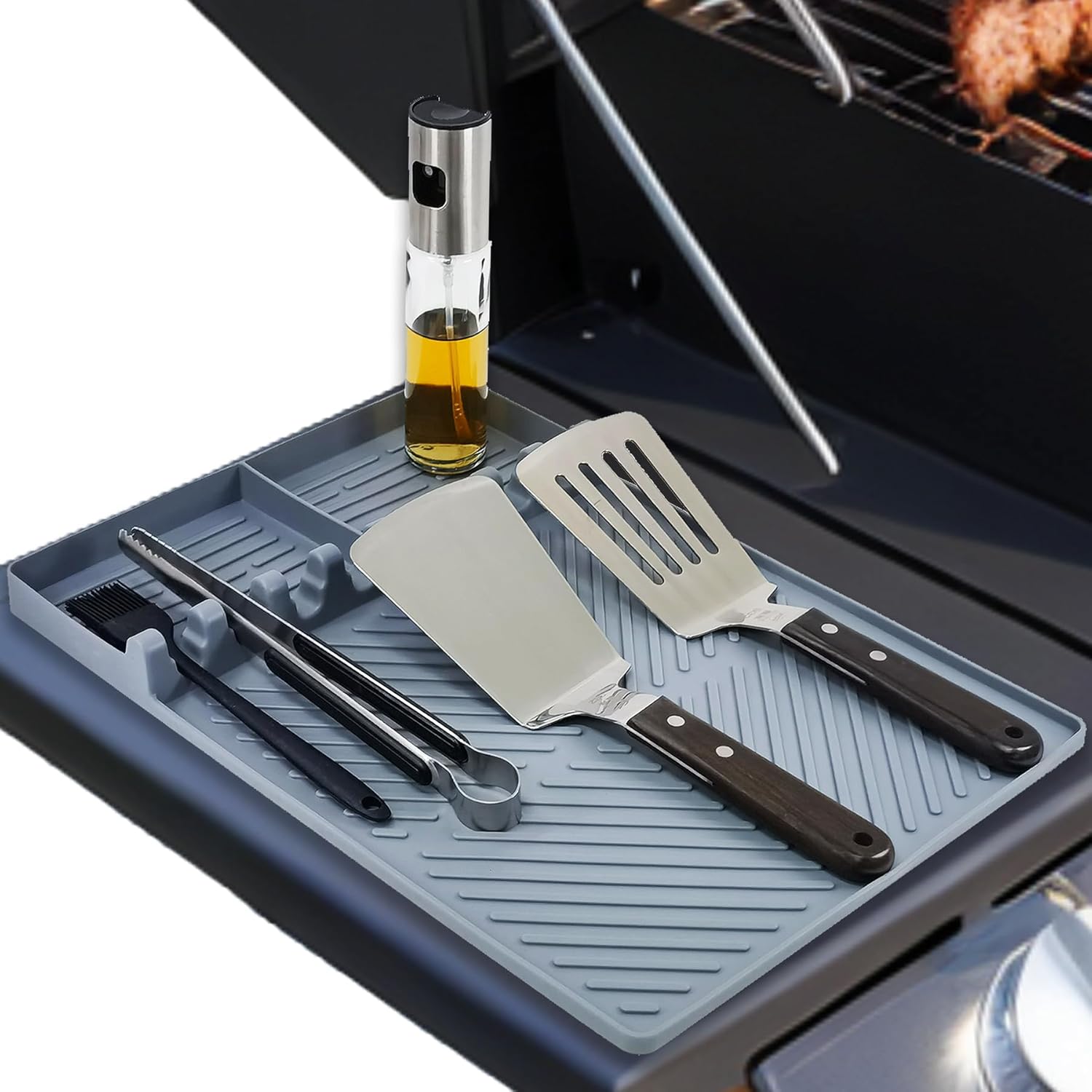 Amazon.com: RONGWI Silicone Griddle Tools Mat,3 in 1 Grill Side Shelf ...