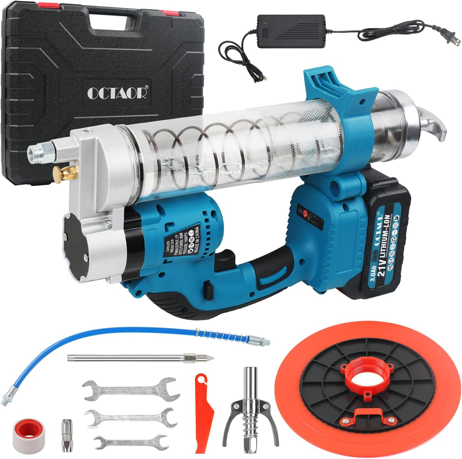 Amazon.com: OCTAOR 21V Electric Cordless Grease Gun, 10000PSI ...