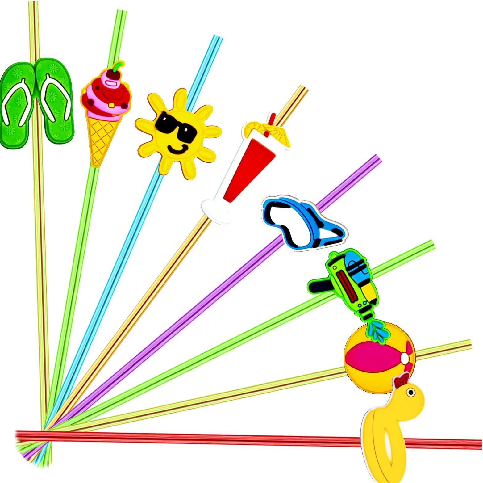 Amazon.com: 24Pcs Pool Beach Party Drinking Straws Reusable Plastic ...
