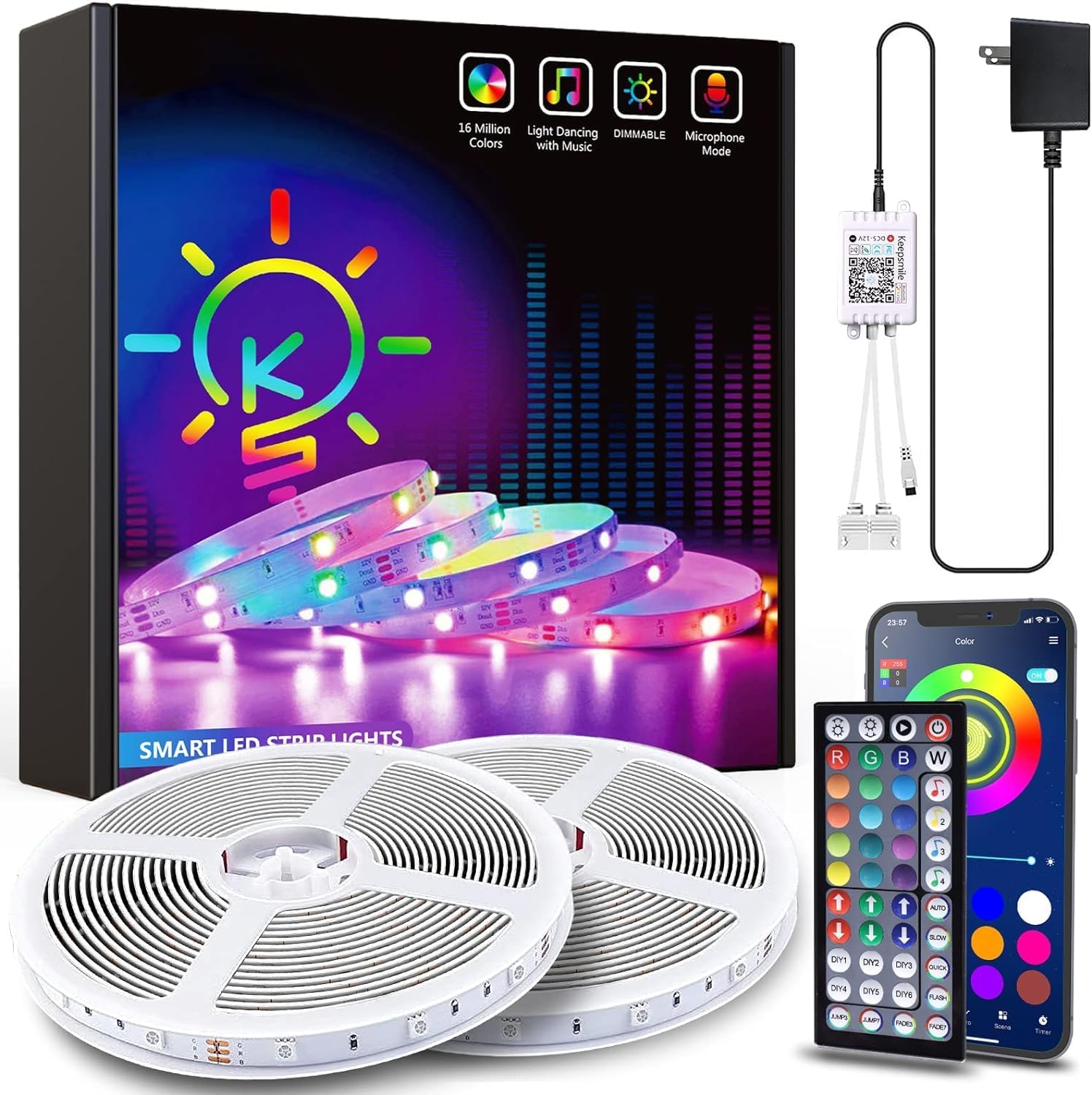 Amazon.com: ZXMEAN Led Strip Lights 100ft (2 Rolls of 50ft), App ...