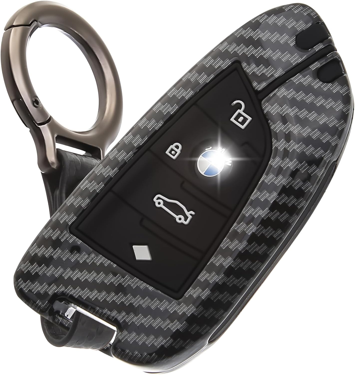 Amazon.com: Carbon Fiber Pattern Key Fob Cover for BMW, Metal Case with ...