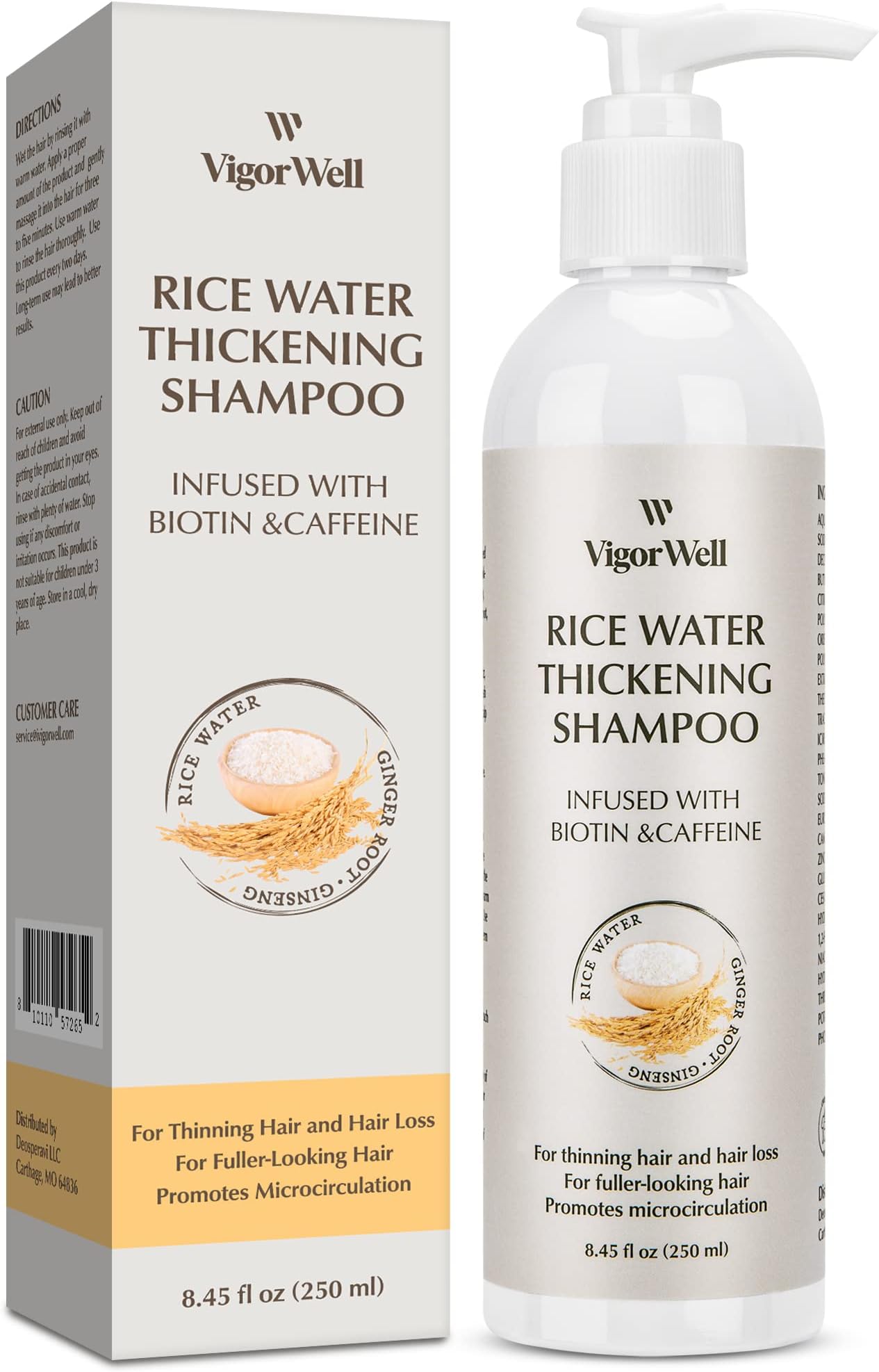 Amazon.com : VigorWell Rice Water Shampoo for Hair Growth, Thinning ...