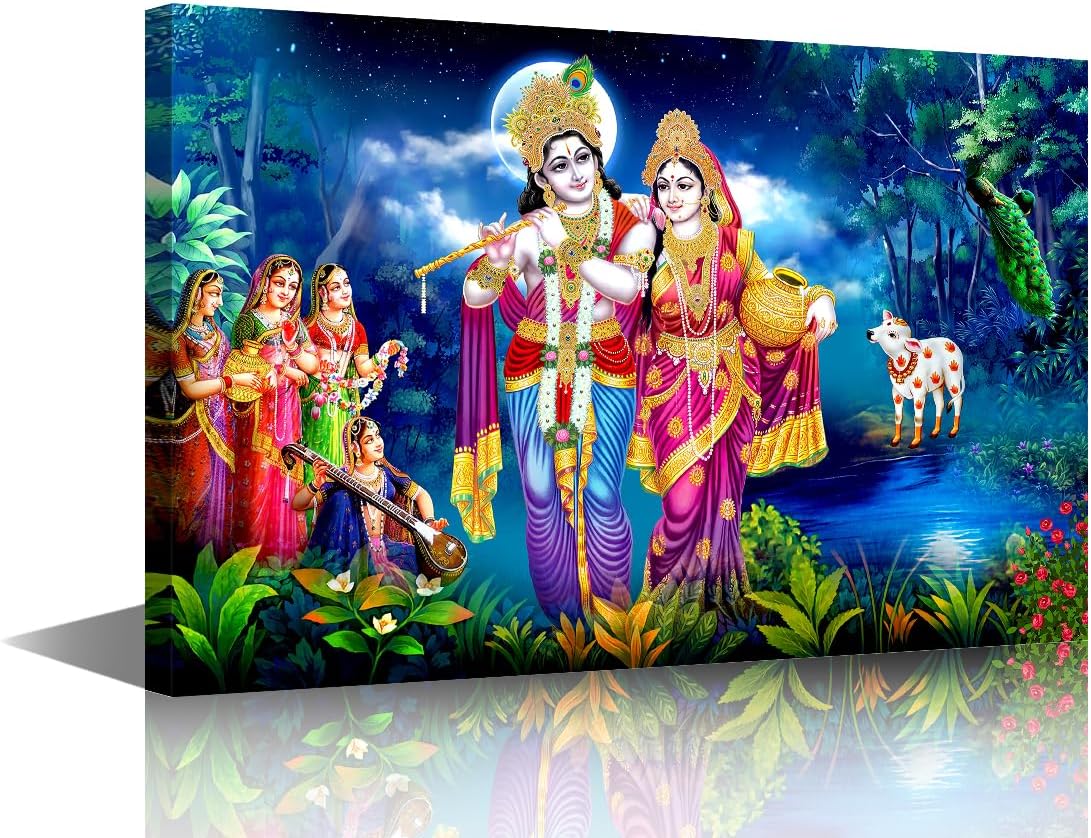 1 Piece Radha Krishna Wall Art for Bedroom Hinduism God Wall Decor ...