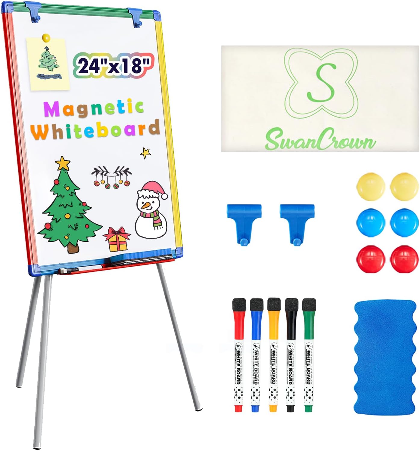 Amazon.com : Magnetic Whiteboard Easel with Stand Dry Erase Flipchart ...