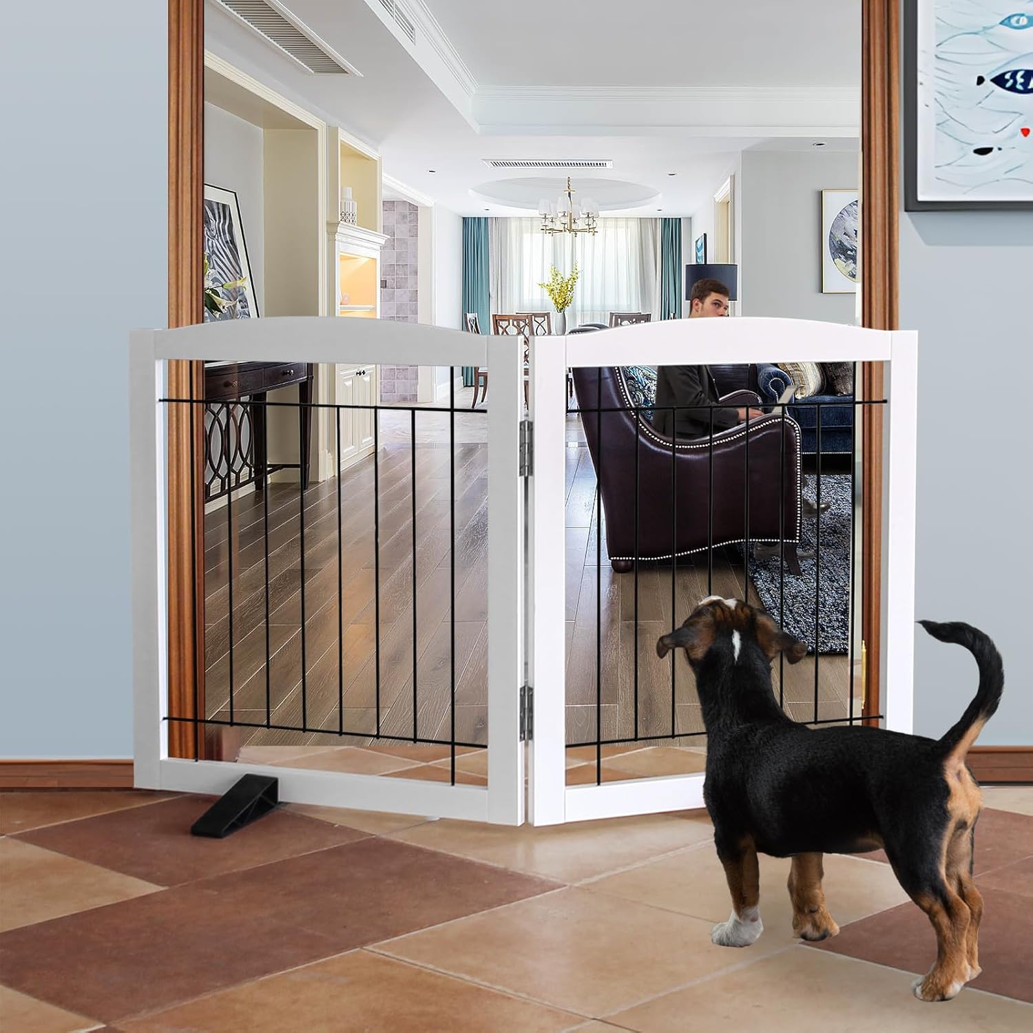 Amazon.com: ZJSF Freestanding Dog Fence Indoor, Foldable Dog Gate for ...