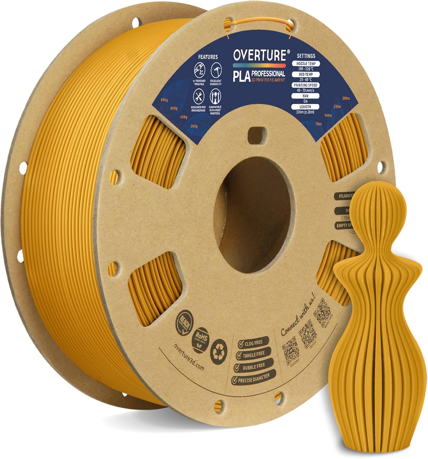 Amazon.com: OVERTURE PLA Plus (PLA+) Filament 1.75mm, Stronger & More ...