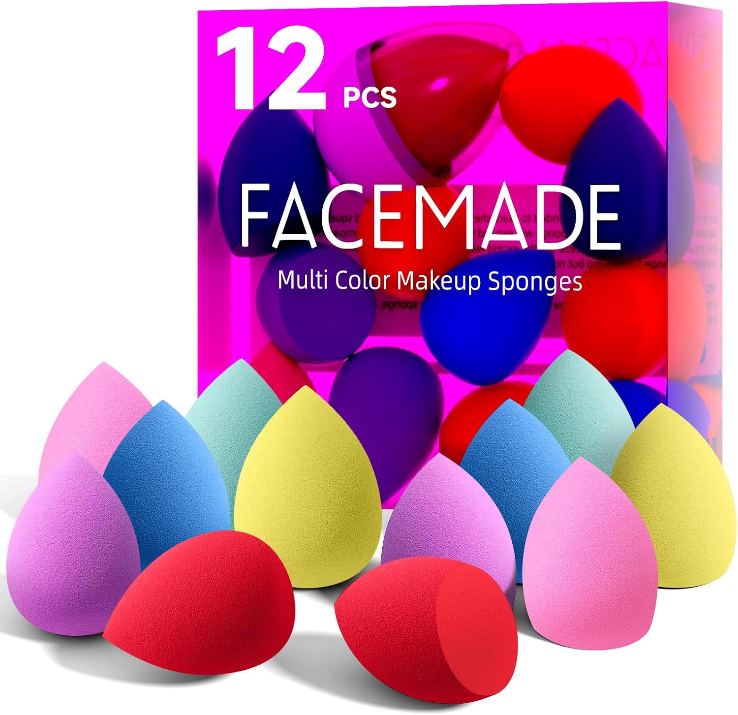 FACEMADE 12 PCS Makeup Sponge Set and 1 Sponge Holder, Makeup Sponges ...