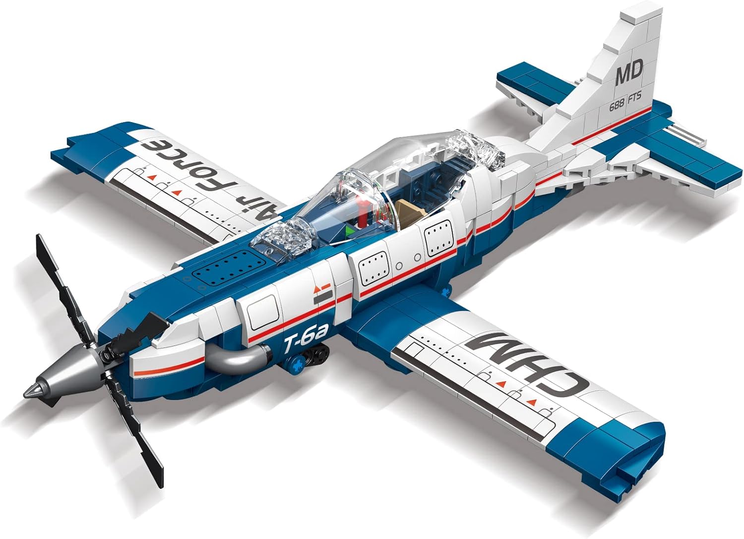 Amazon.com: OQMI T-6a Jet Airplane Toy Training Airplane Building Block ...