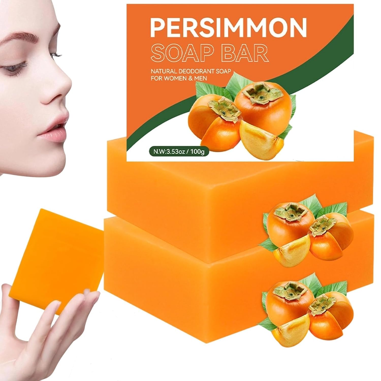 Amazon.com : ZIYIME Persimmon Soap Bar for Body Odor Control - 2 Pcs Natural Body Persimmon Bar ...
