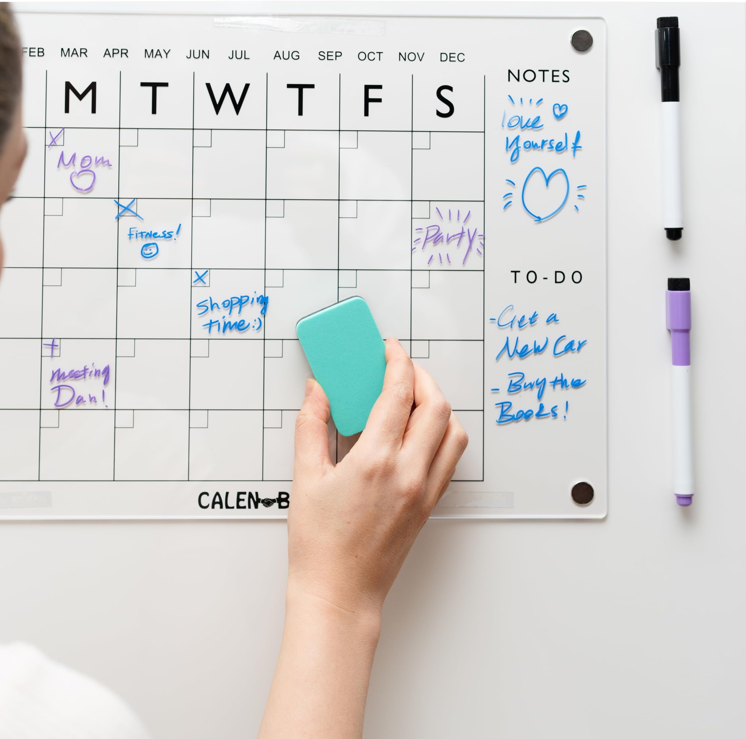 Amazon.com: Calenbuddy Acrylic Magnetic Monthly Calendar for Fridge ...