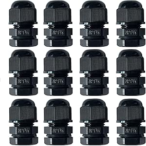 12Pcs Black Cable Glands Adjustable NPT Waterproof Glands 1/4" Cord ...