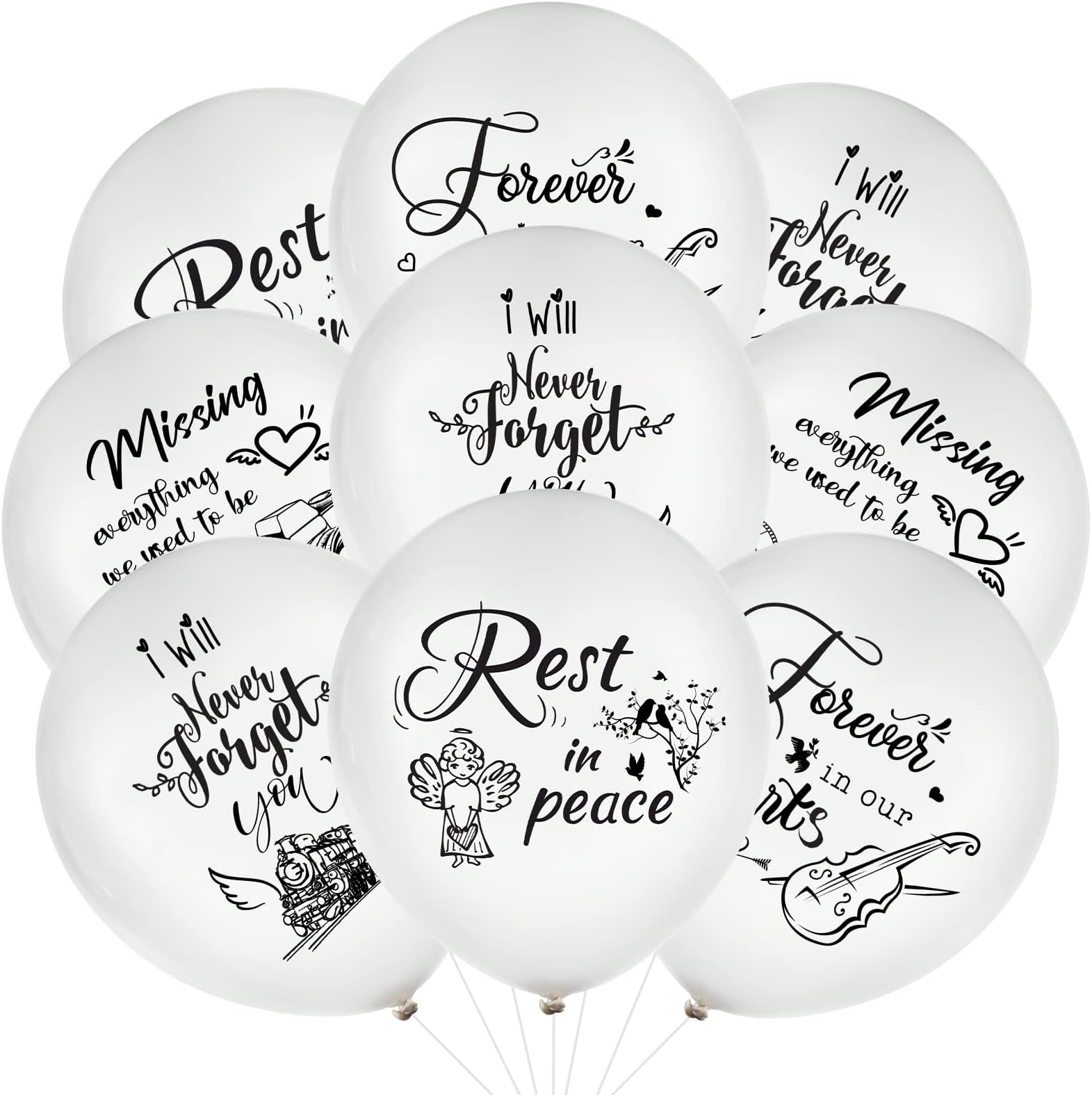 Amazon.com: 48 Pcs White Memorial Balloons Remembrance Funeral ...