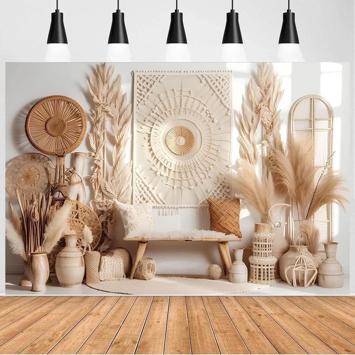 Amazon.com : Interior Bohemian Room Wall Photography Backdrop Pampas ...